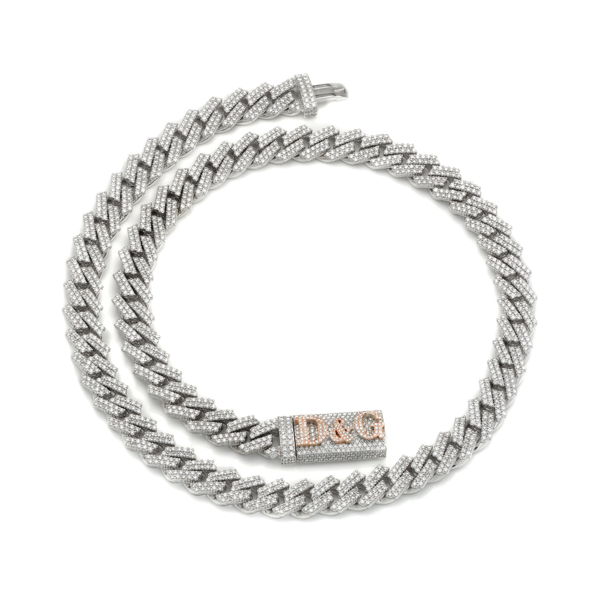 Custom Lock 2 Row Diamond Prong Set Cuban Link Chain – Mazza New York
